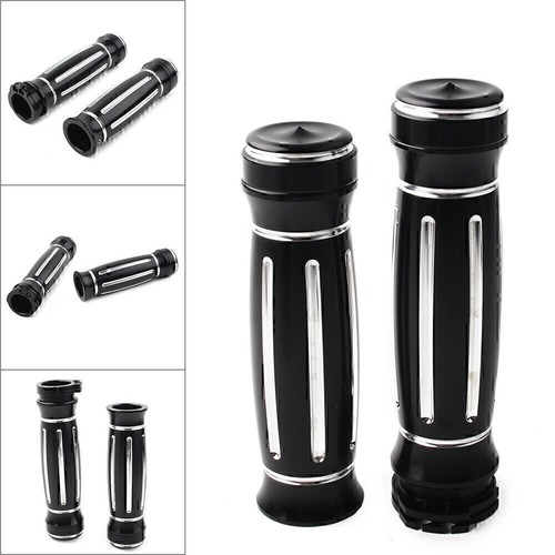 2x Motor CNC Billet Aluminum 1" Handle Bar Hand Grips For Harley ...