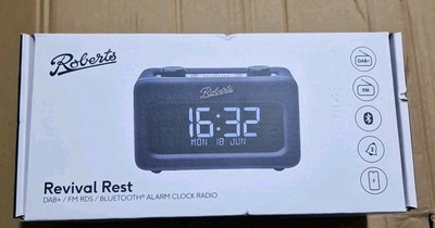 Roberts Bedside Clock Radio Revival Rest DAB/DAB+/FM Bluetooth Black ...