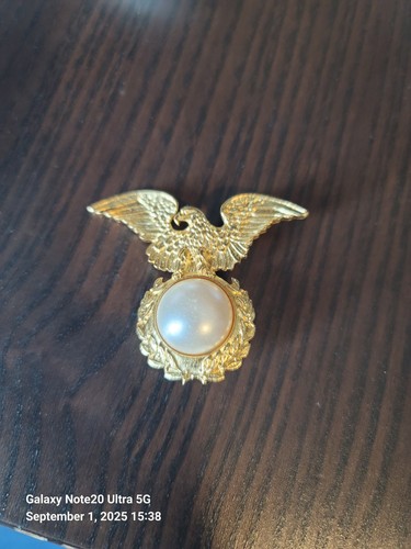 Mace Eagle Eagle Pin W/ Faux Pearl Brooch Gold Tone 2" X 1.5”-* | eBay