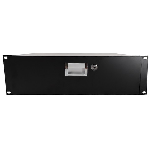 19 Inch 3U Steel DJ Equipment Drawer Cabinet with Keys Black Storage ...