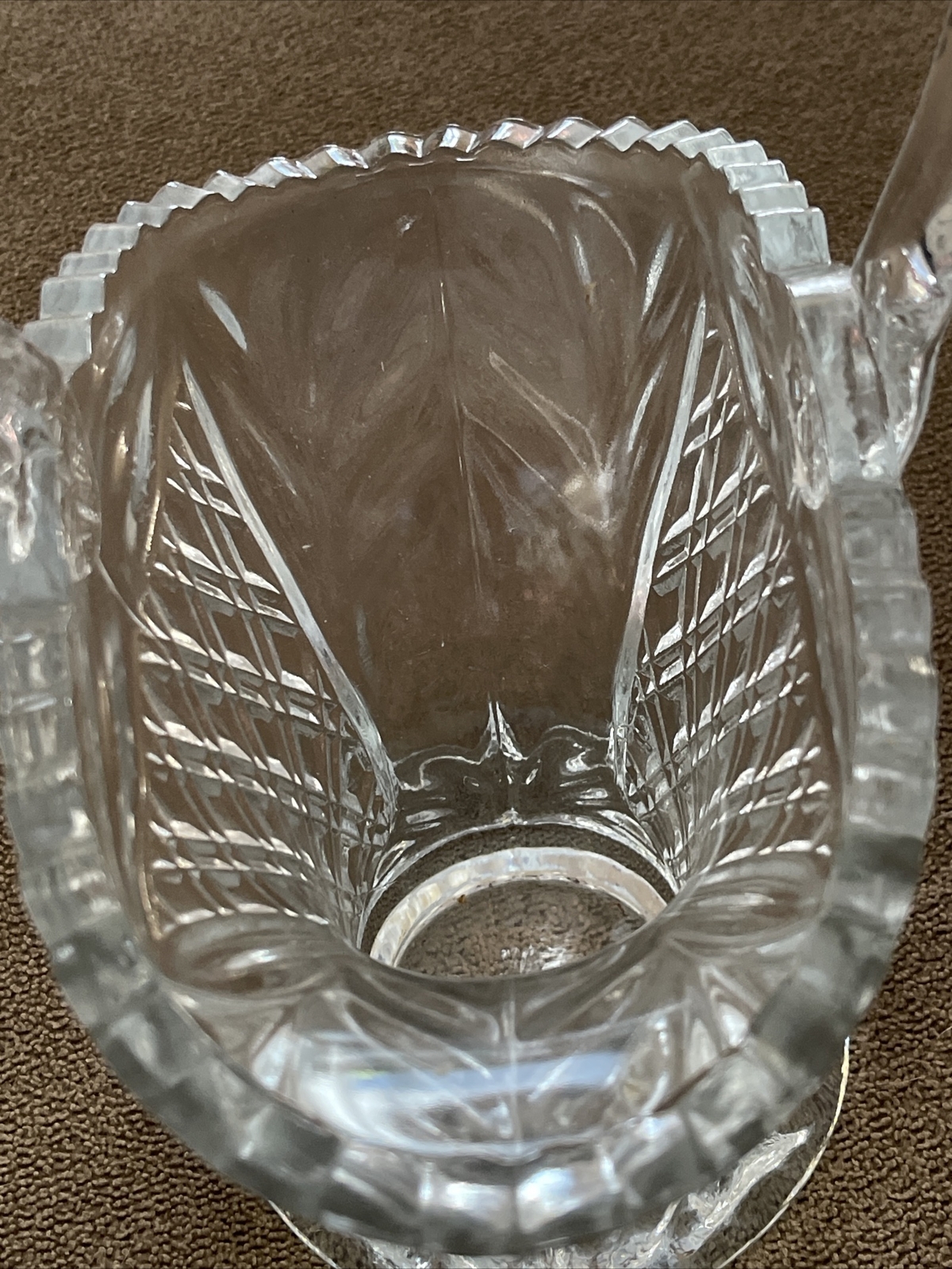 Vintage Princess House Crystal Glass Diamond Cut Basket with Handle (TD ...