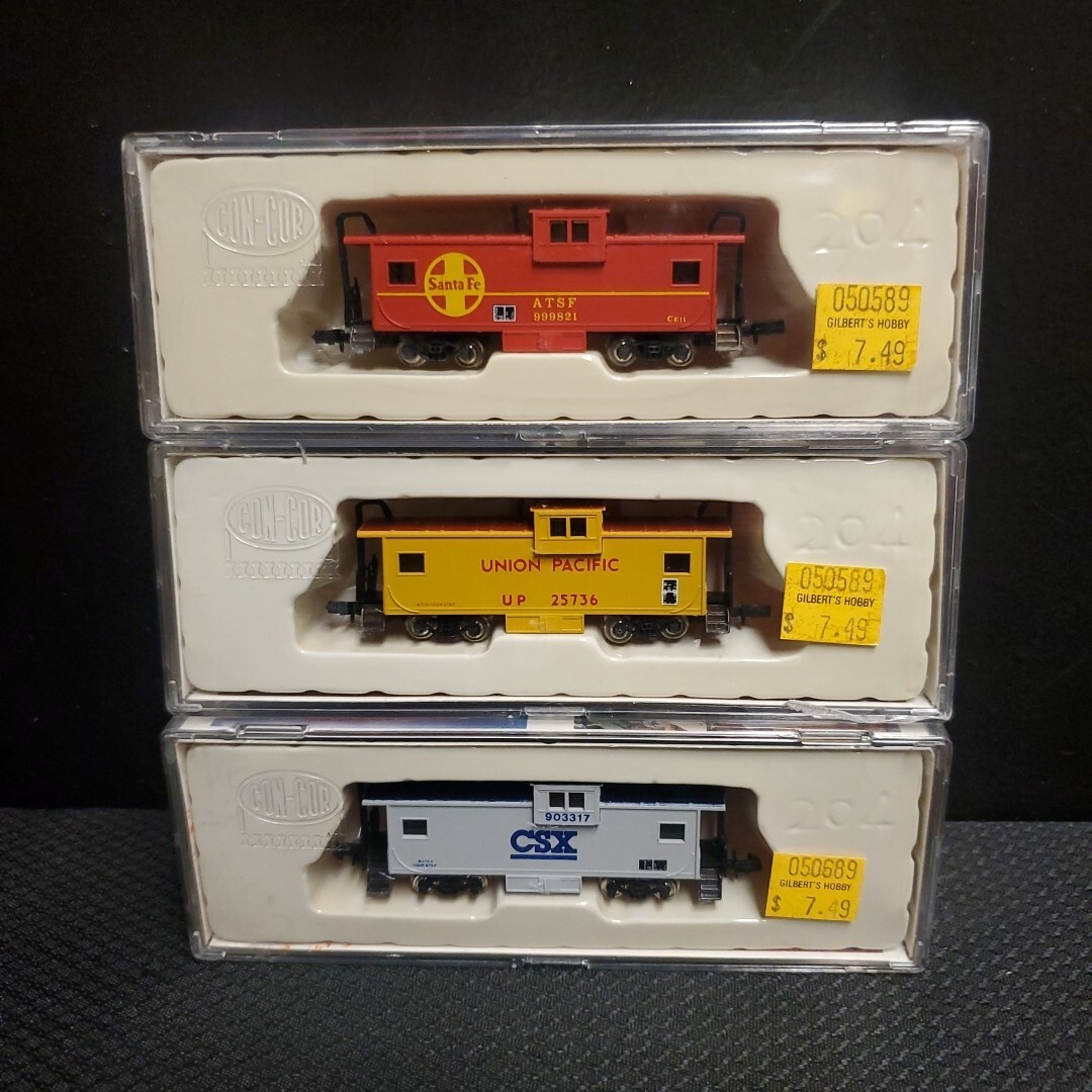 Lot Of 3 N Scale Gauge Caboose Original Boxes Union Pacific, Santa Fe ...