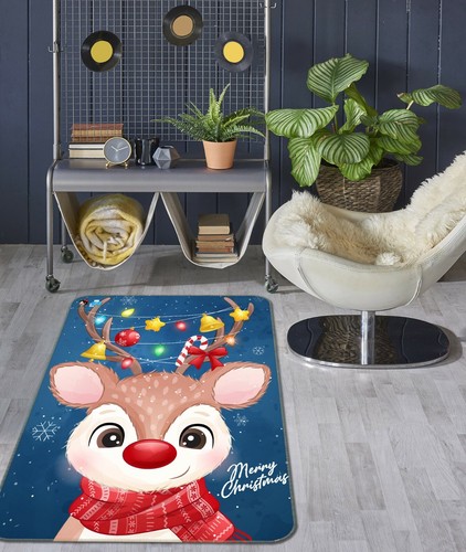 3D Reindeer Snowflake A574 Christmas Game Non Slip Rug Mat Photo Carpet ...