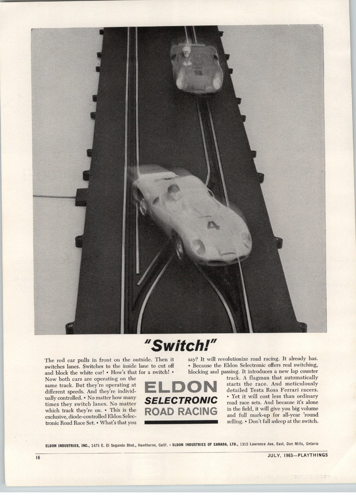 1963 PAPER AD Eldon Selectronic Road Racing Toy Set Slot Car | eBay