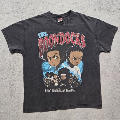 Boondocks T-Shirt Men's XL Vintage Double Sided Rap Tee Faded Black ...