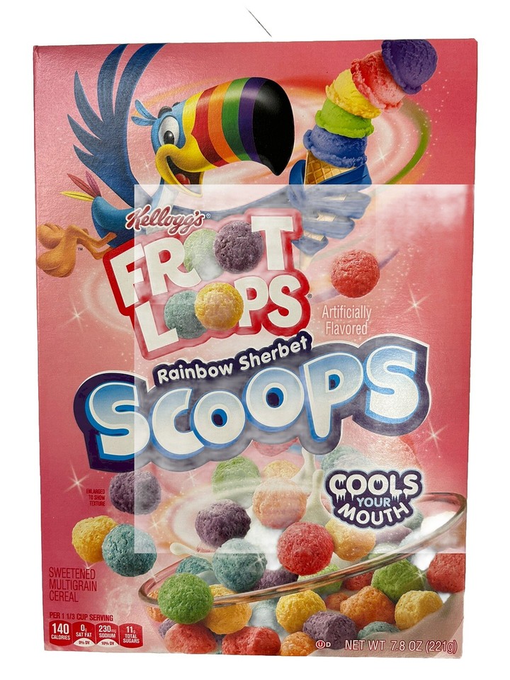 NEW Special Edition Kelloggs Froot Loops Rainbow Sherbet SCOOPS Cereal ...