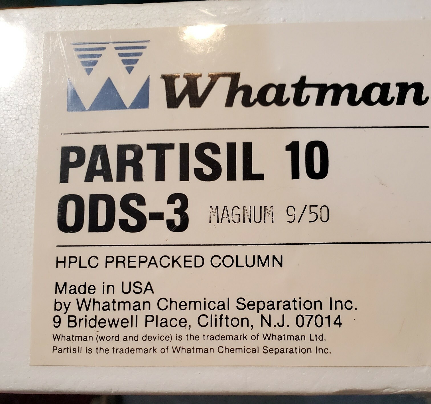 Whatman 4230-225 Partisil 10 ODS-3 Magnum 9/50 Liquid Chromatography ...