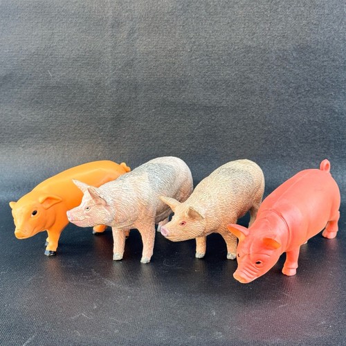 Vintage Toy Pig Figurines Set of 4 Plastic Rubber Sow | eBay