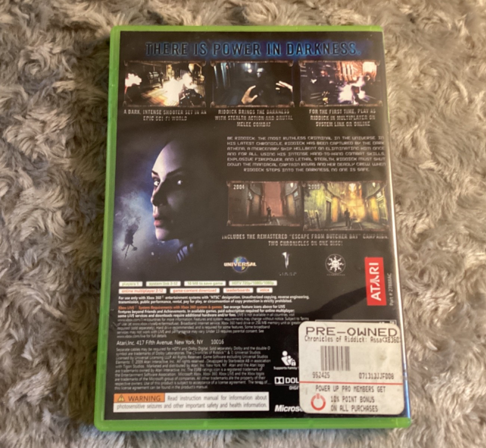 VGC Discs The Chronicles of Riddick Assault on Dark Athena - Xbox 360 ...