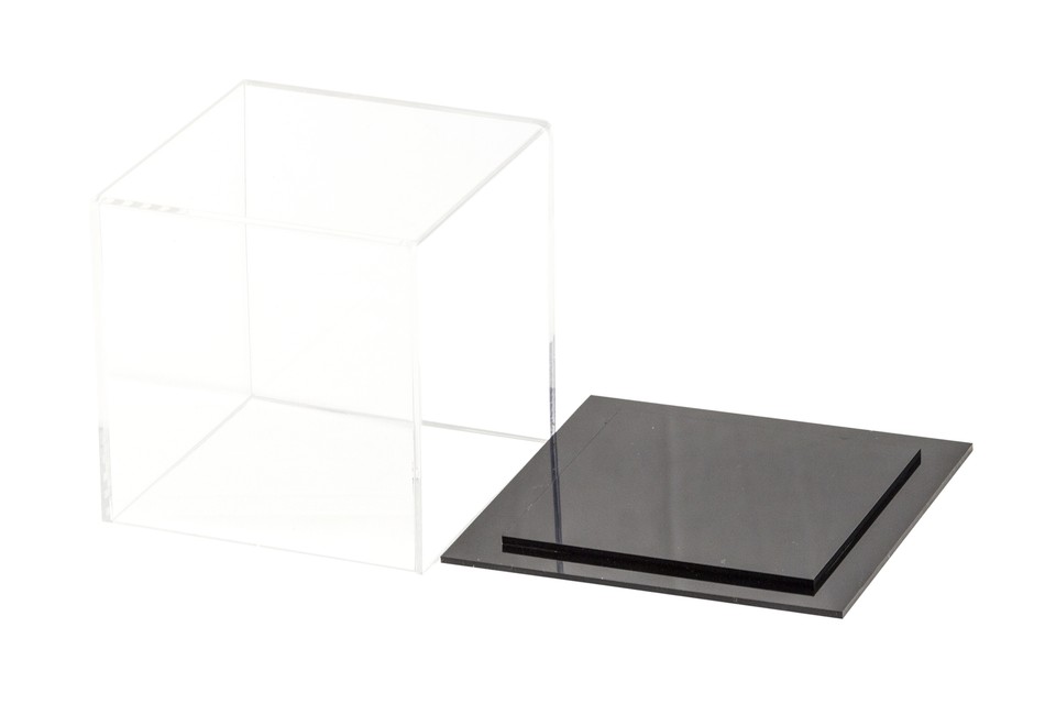Acrylic Clear Table Top Display Case - Small Square Box 4" x 4" x 4 ...