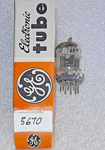 3 mica 5670 (2C51) no label GE Vacuum Tube blk plt/sq get/sil shld, TV ...