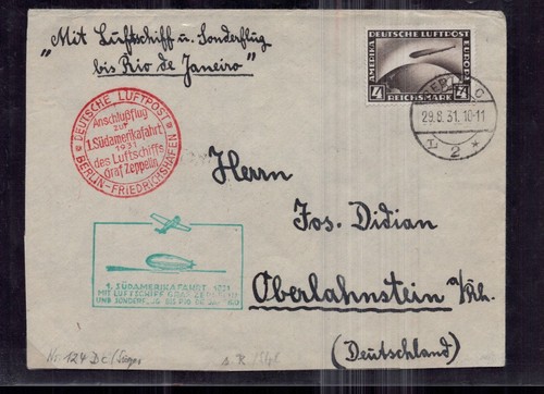 Zeppelin Beleg 1. Südamerikafahrt 1931 Berlin - Rio - Oberlahnstein | eBay