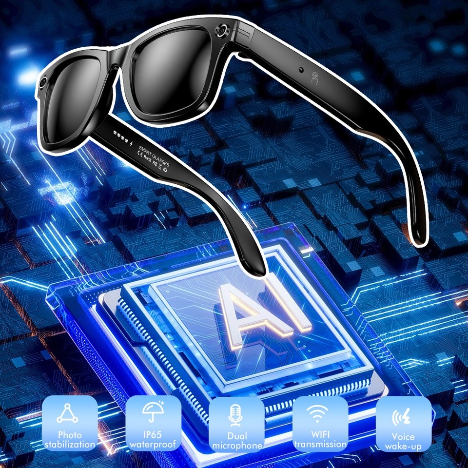 Video Recording Eyewear/Sunglasses 8MP AI Camera Smart Glasses Dual ...
