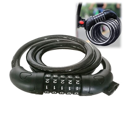 5 Digit Combination Password Bicycle Cable Chain Lock 40"x1/2" Bike ...