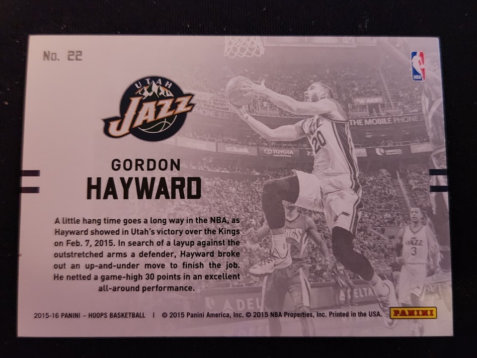 2015-16 Panini NBA Hoops Lights Camera Action Gordon Hayward #22 | eBay