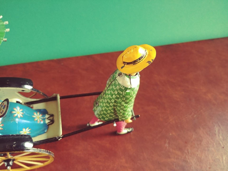 Rare 1920's Lehmann EPL 773 Masuyama Tin Wind-up Rickshaw Tinplate w ...