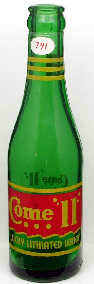 Come 11 Lucky Lithiated Lemon; 2-color ACL soda pop bottle | eBay