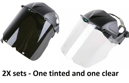 2X MSA V-Gard Hi-Impact Face Shield Fully Adjustable Headgear Tinted ...