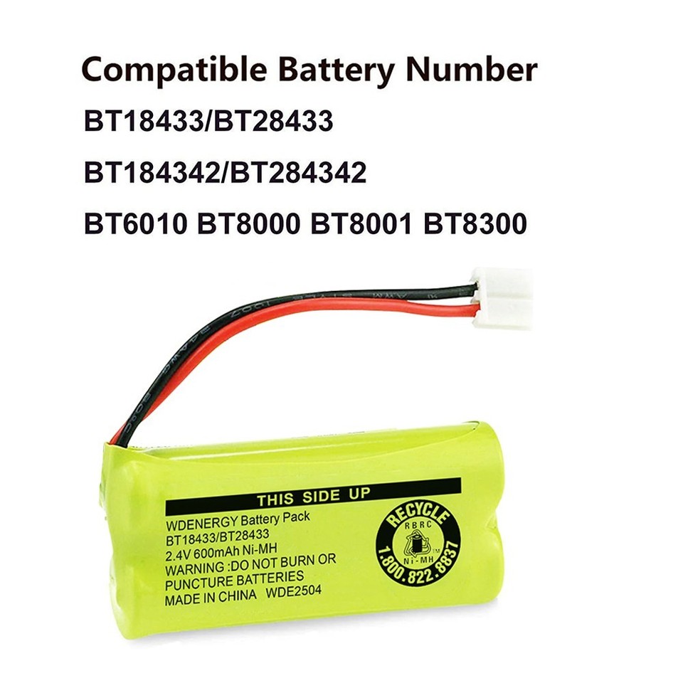 2 Pack BT18433 / BT28433 Battery Pack 2.4V 600mAh Ni-MH for Vtech ...