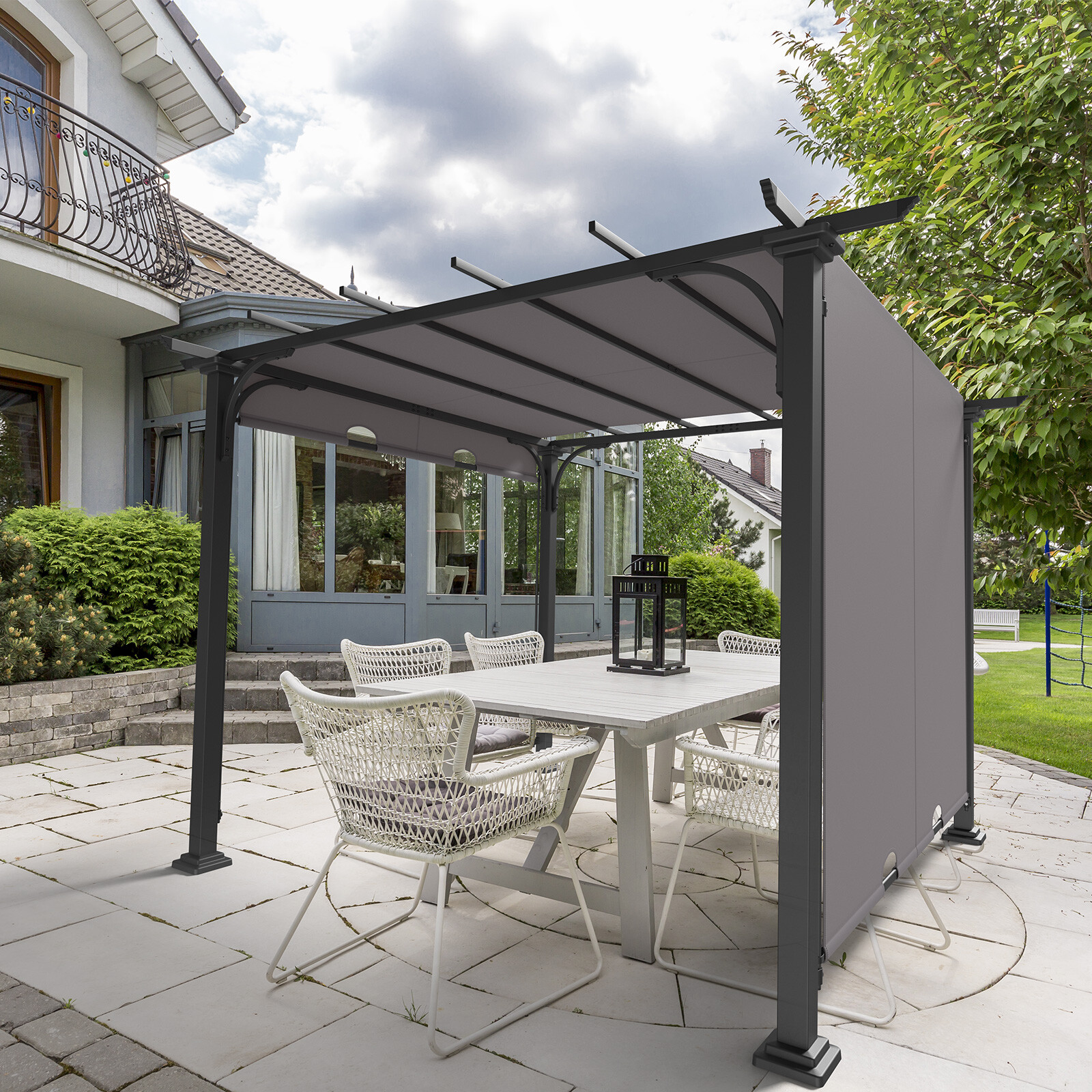 10*10ft dark grey columns dark grey adjustable polyester sunshade cloth ...