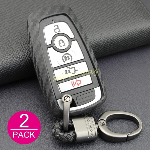 2x Carbon Fiber Car Key Case Cover For Ford Bronco Expedition Mustang ...
