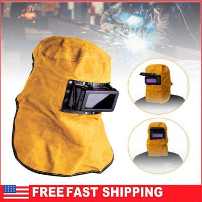 Solar Auto Darkening Filter Lens Welder Cow Leather Welding Helmet Mask ...