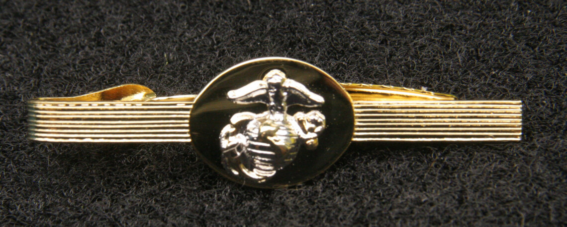 TIE BAR EGA 24K Gold Silver Plated US MARINE OFFICER Necktie MARINES ...