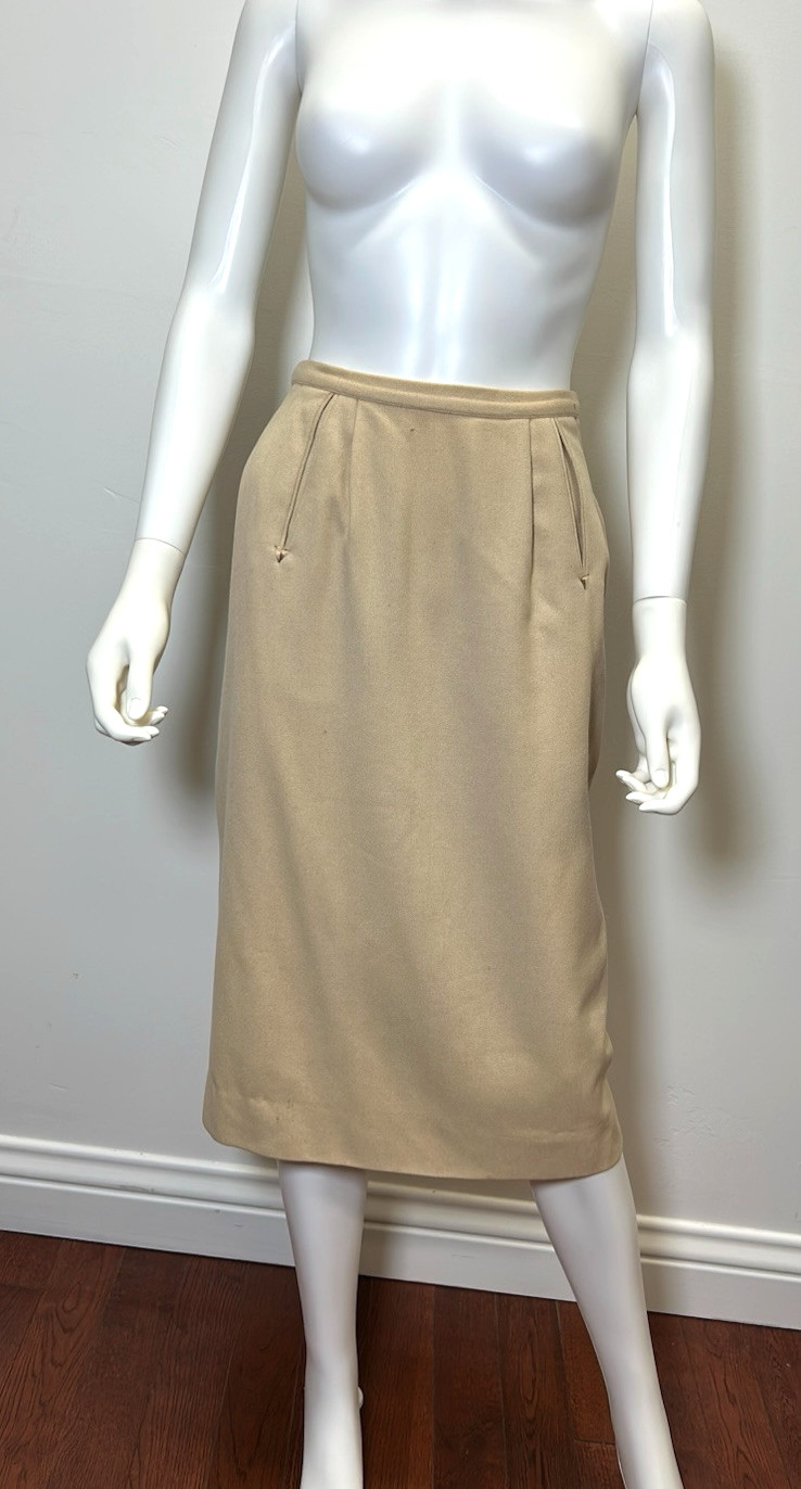 Vintage 1940's Wool Pencil Skirt w Side Slot Waist 26" - Gem