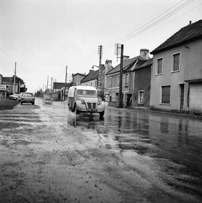 Floods around city Caen after important storms France August 6 1963 Old ...