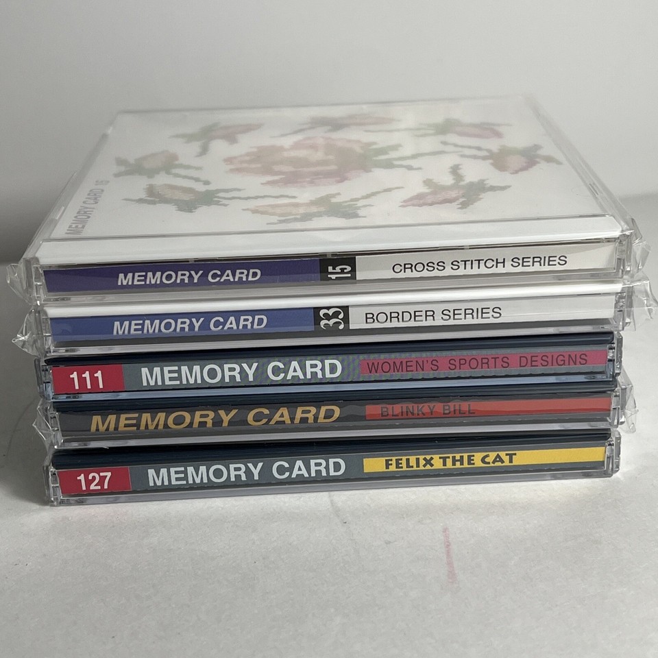 Lot of 5 Janome Embroidery Memory Cards SEE PICTURES FOR DETAILS 3 New ...