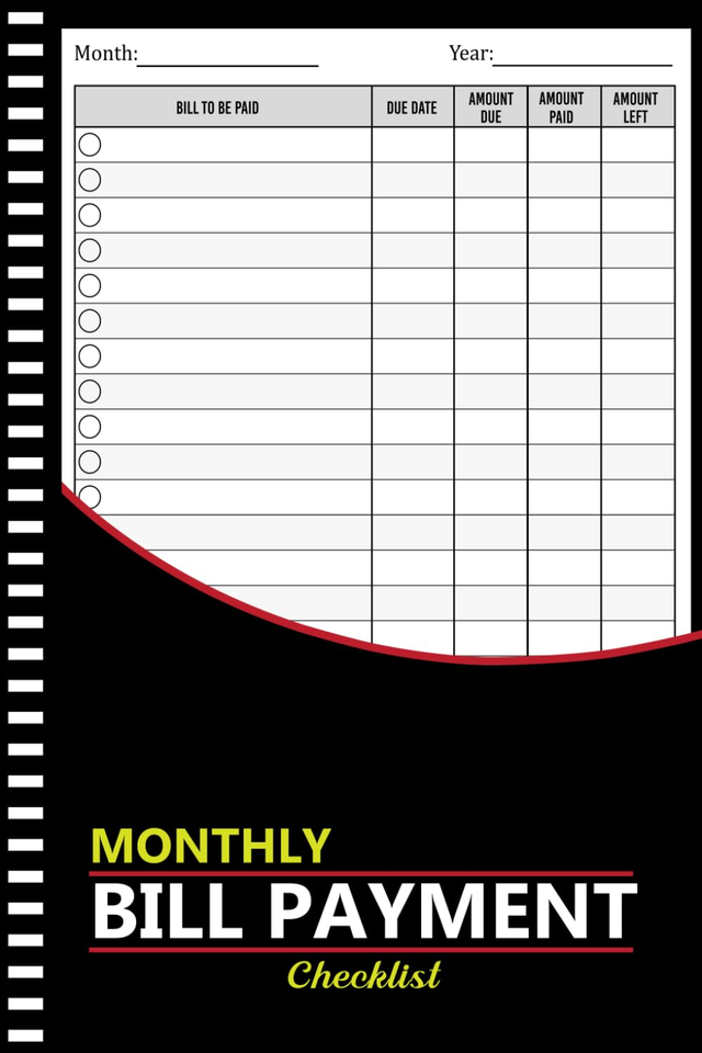 Bill Tracker Notebook: Monthly Bill Payment Checklist Planner Organizer ...