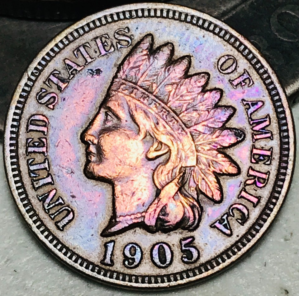1905 Indian Head Cent Penny 1C High Grade TONED Choice US Coin CC28871 ...
