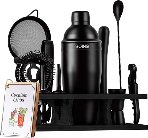 SOING 11-Piece Mixology Bartender Kit with Stand,Bar Kit Cocktail ...