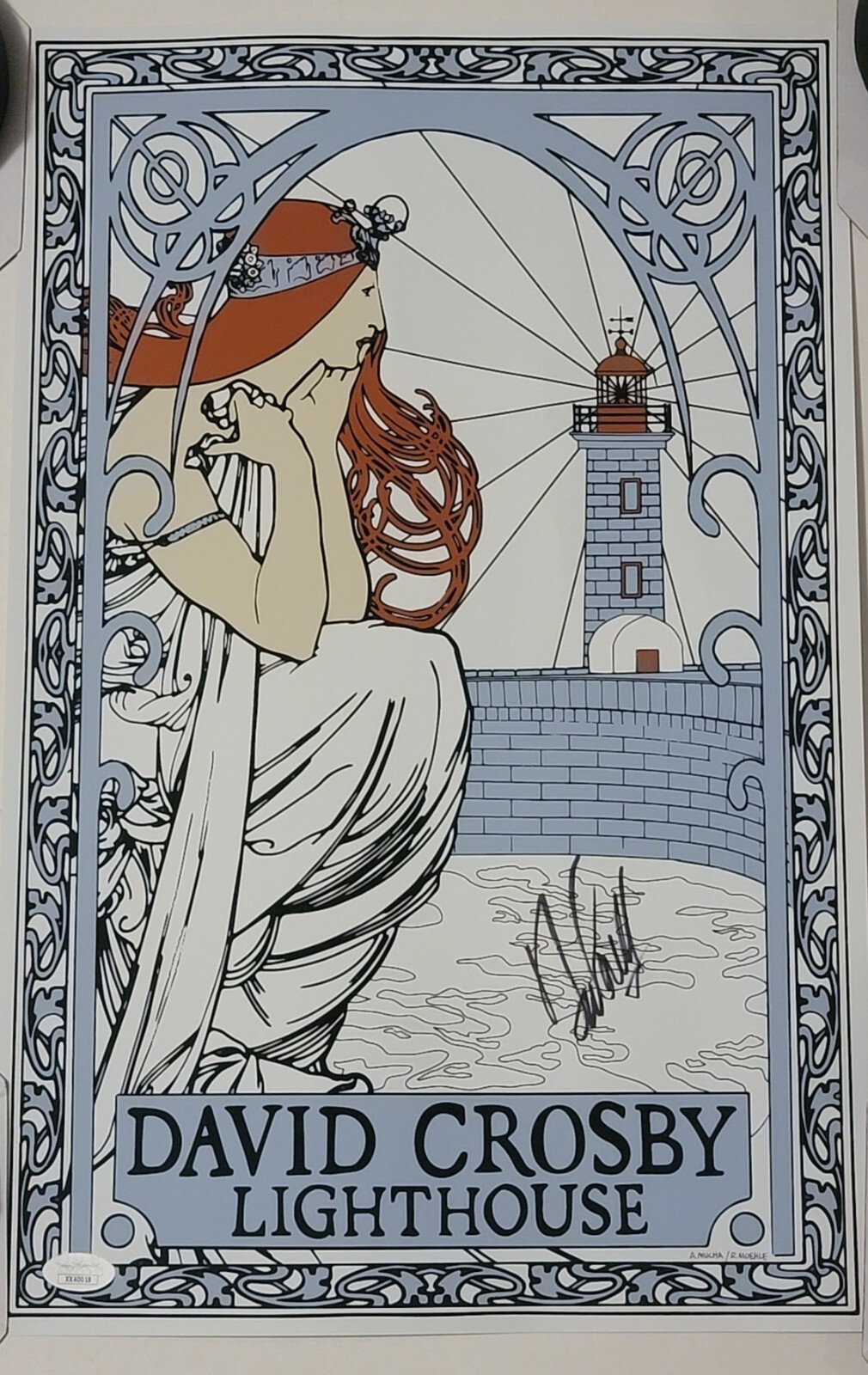 David Crosby REAL hand SIGNED LIGHTHOUSE screen print poster #1 JSA LOA ...