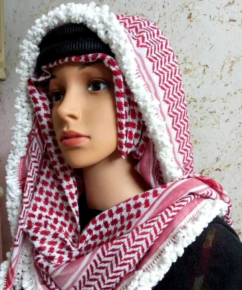 Arabic Shemagh Keffiyeh Shawl Shemagh Al-Bassam Jordanian Hatta Red ...