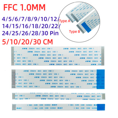 10Pcs FPC Ribbon Flexible Flat FFC Cable 4/5/6/8/10/12/14/15/16/18/30 ...