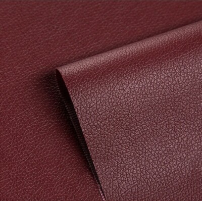 Red wine Solid Litchi texture FAUX LEATHER ROLL 12" x 55" ADHESIVE ...