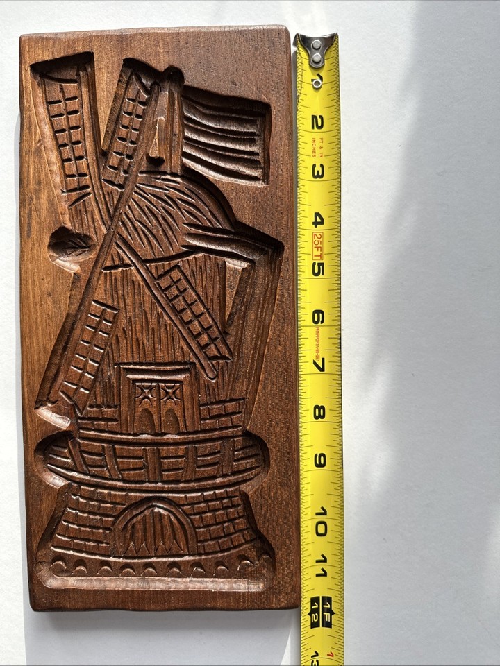 Vintage Dutch Holland Wooden Windmill Cookie Springle Carved Mold Block ...