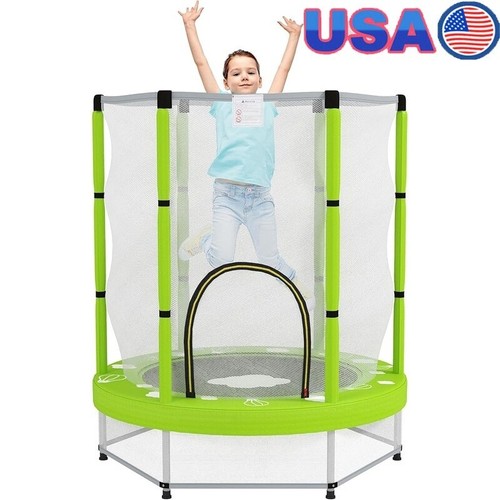 Kids Trampoline W/ Safety Net Indoor Outdoor Mini Toddler Bouncing Fun ...