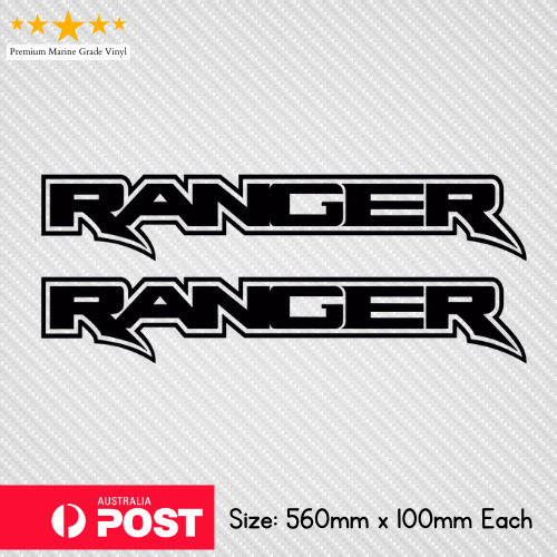 Ford Ranger x2 Black Ute Tub Side Decals Stickers 560mm x 100mm (Raptor ...