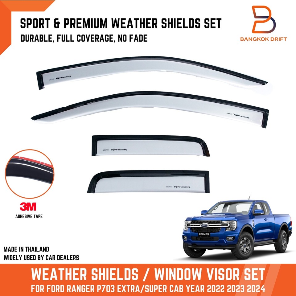 SILVER WEATHER SHIELD VISOR SUN RAIN GUARD FOR FORD RANGER P703 CAB ...