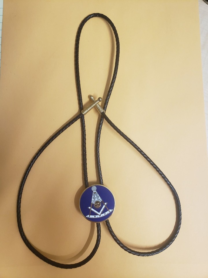Masonic Dark Blue Past Master Bolo Tie. Black Leather 4mm Tie. | eBay