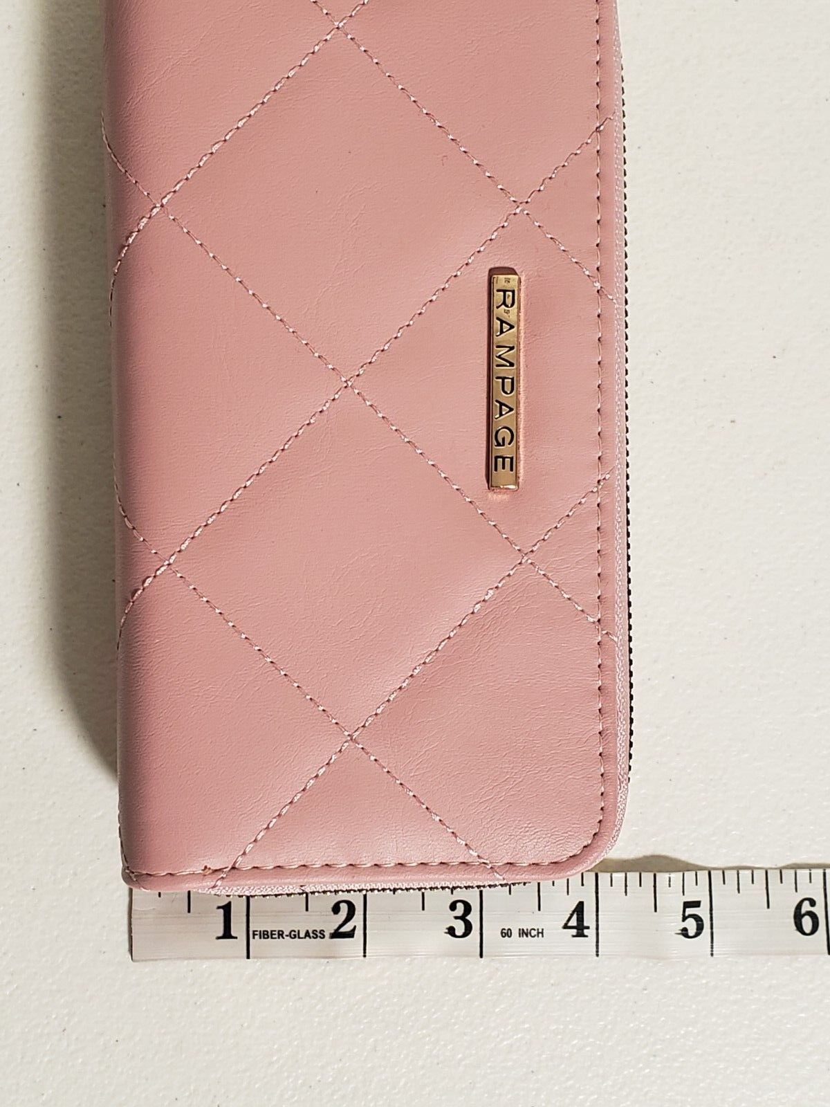 New Rampage Double Zip Around Clutch Wallet Faux Leather Rose Pink ...