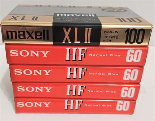 1 Maxell XLII 100 Blank Cassette Tape and 4 SONY HF Normal Bias ...