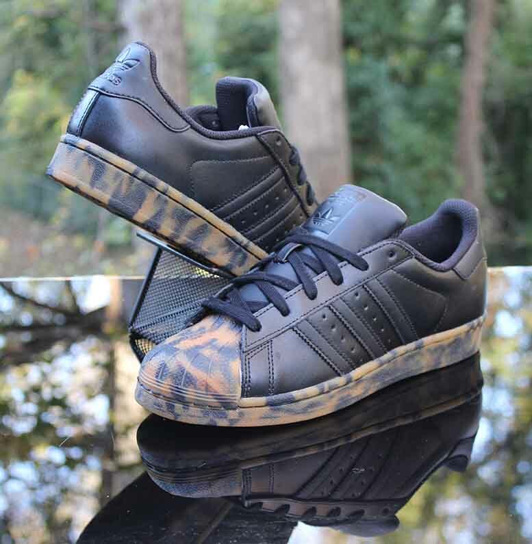 Adidas Superstar Tortoise Shell Kid's Size 5.5 Black Gum Custom S85984 ...