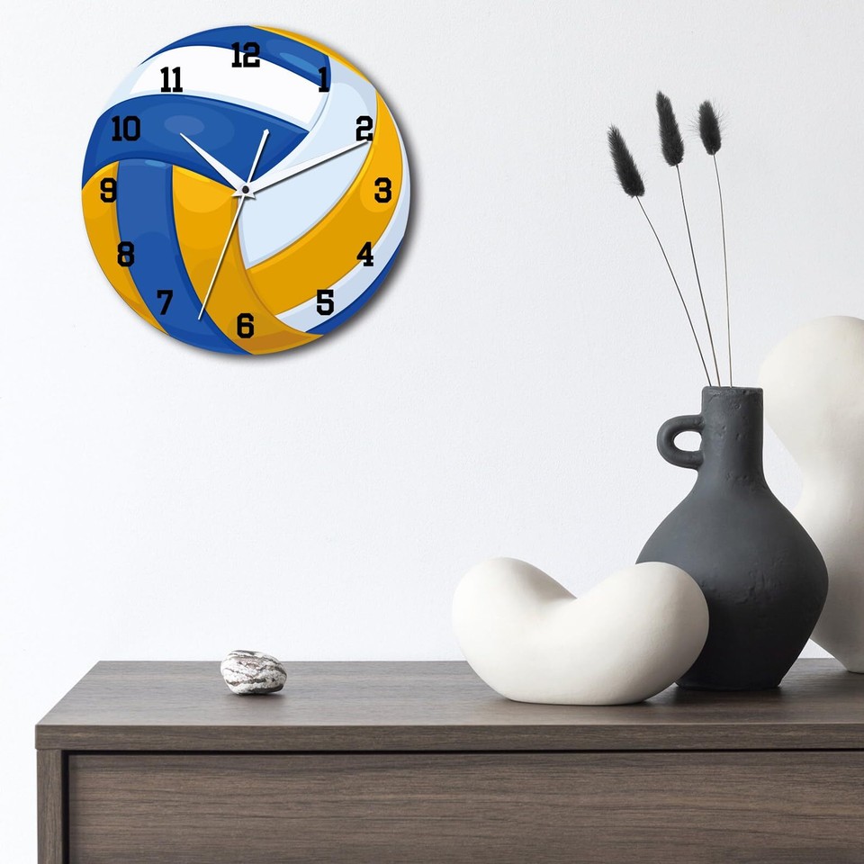 12 Inch Sports Themed Wall Clock with Volleyball DialSilent Clock ...