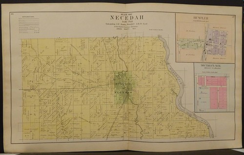Wisconsin Juneau County Map Necedah Township 1898 Dbl Pg Dbl Side Y10 ...