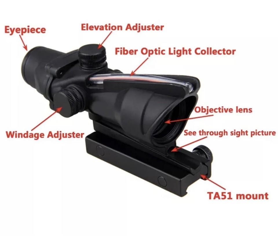 ACOG Red 4x32mm ACOG Fiber Optics Scope Chevron Reticle W Markings | eBay