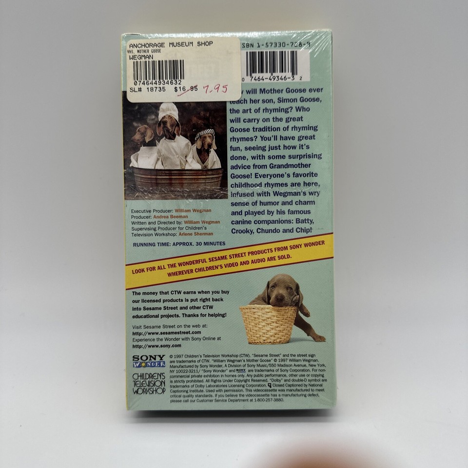WILLIAM WEGMAN'S MOTHER GOOSE SESAME STREET VHS 1997 CTW VERY RARE ...