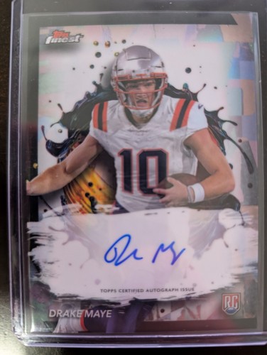 2024 Topps Finest Drake Maye Refractor On Card Auto #RFA-DM Rookie RC ...